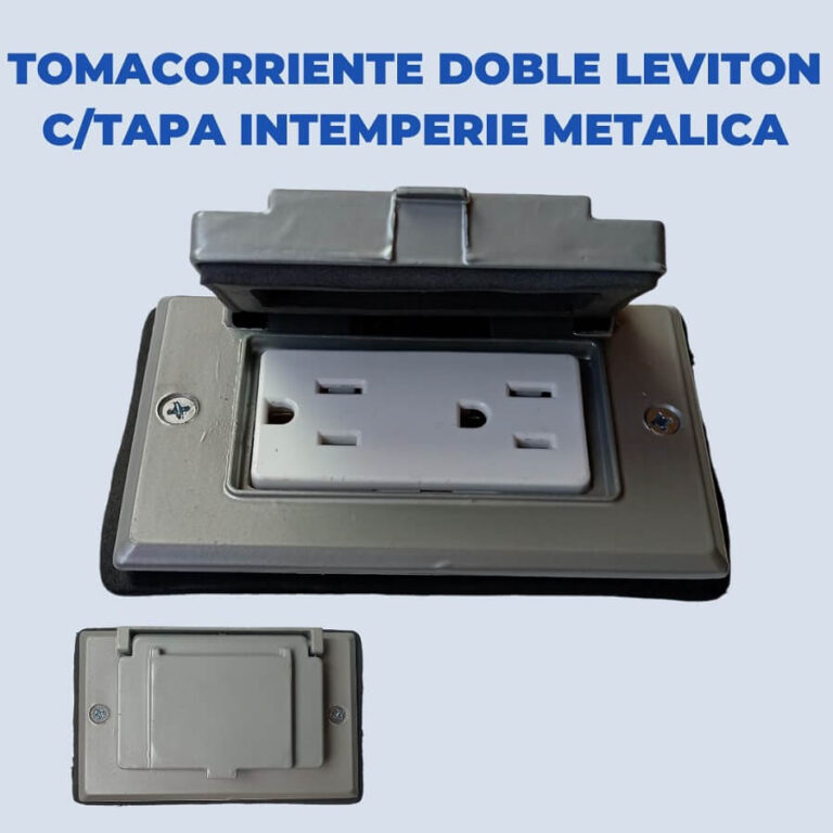 Tomacorriente Doble Leviton Decora Con Tapa Intemperie Metalica – DISUCTRONICOS